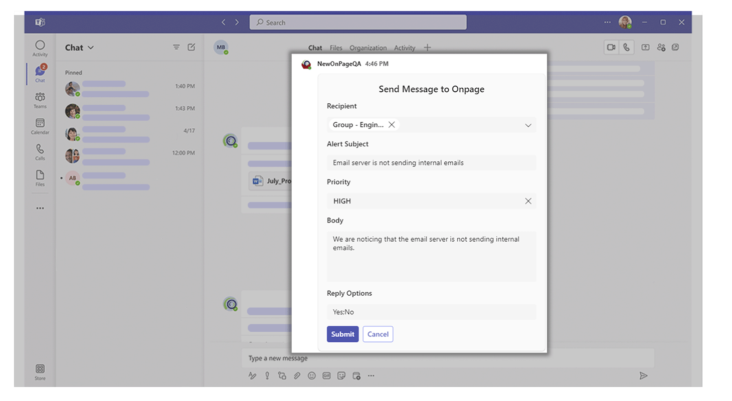 OnPage and Microsoft Teams Integration - OnPage